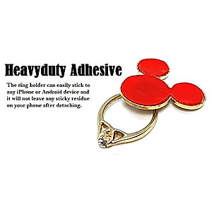 AccessoryHappy Mickey Ears Ring Stand, Rhinestone Crystal Bling Diamond 360° Rotation Cell Phone Stent Holder Grip Kickstand Compatible with iPhone 7 7 Plus iPhone 8 8 Plus 6S 6 Galaxy S7 S8 (Pink)