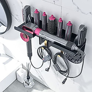 simpletome 2 in 1 Wall Mount Organizer for Dyson Airwrap Complete Styler and Supersonic Hair Dryer (Black)