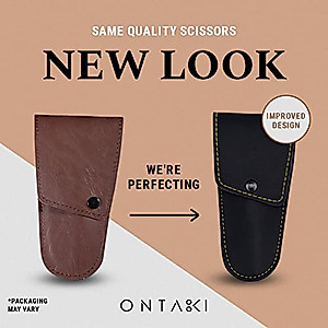 ONTAKI 5" Professional German Steel Beard & Mustache Barber Scissors - 2 Comb & Carrying Pouch - Hand Forged With Bevel Edge For men - Men’s Facial Hair Grooming Kit Body or Facial Hair (Silver)