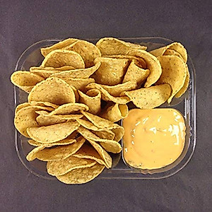 50 Plastic Nacho Trays Disposable | Large 6.5 X 5 – 20 oz Nacho Containers | Bulk Carnival Food Chips Container | 2 Compartment Concession Stand Trays | Clear Snack Bowls Plates Holder Party Supplies