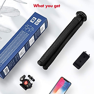 Fotopro RM-80 Flexible Tripod with Ball Head - Bendable Phone Stand for Travel Vlogging, Handheld Camera Mount, Compatible with Smartphones, Compact & Portable