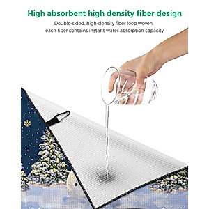 Golf Towel Christmas Snowman Xmas Tree Snowflake Blue,Waffle Pattern Microfiber Club Cleaner Golf Towels with Carabiner Clip for Women Men Dad,Winter Snow Golf Towel for Golf Bags Accessories,24x16in