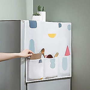 PEVA Waterproof Refrigerator Hanging Bag Microwave Oven Cover with Storage Bag Hanging Fridge Dust Proof Cloth Washing Machine Top Cover 2PCS