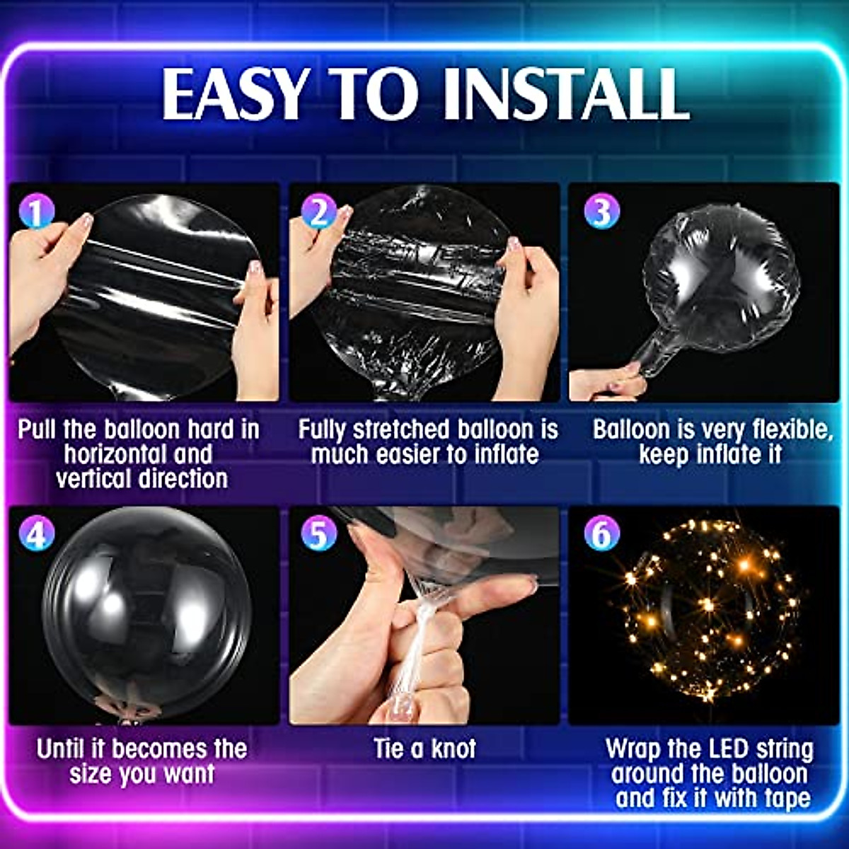 45 Pack LED Bobo Balloons 20 Inches Light up Balloons Clear Helium Bubble Bobo Glow Balloons with String Lights for Parties Valentines's Day Birthday Wedding Decoration