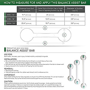 PCP Suction Grip Bathtub and Shower Safety Handle (24" Length), 24 inches