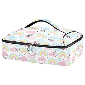 Kcldeci Insulated Thermal Food Carrier Insulated Casserole Carrier for Hot or Cold Food,Rainbow Cloud Insulated Tote Bag for Potluck Cookouts Parties Picnic,Lasagna Lugger
