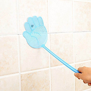 Generic 1 PC Pattern Plastic Fly Swatter Lightweight Household Long Handleflapper Control Tools Swatter Garden Supply Convenient Design