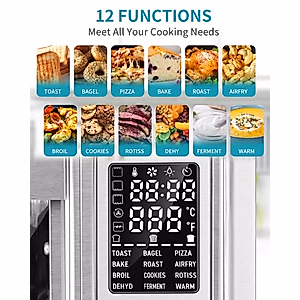 Ultrean Air Fryer Toaster Oven Combo, 32 Quart Convection Oven Countertop with Rotisserie, Toaster, Dehydrator, Bake, 7 Accessories & 50 Recipes, Silv