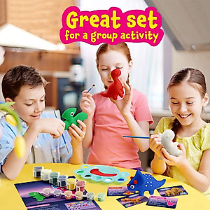 XX Dino Squishy Painting Kit Paint 4 Large Dino Squishies Color Your Own Squishy with Puffy Paint Make Your Own, DIY Squishies Kit, Dinosaur Toys - Arts and Crafts Gifts for Kids, Boys & Girls