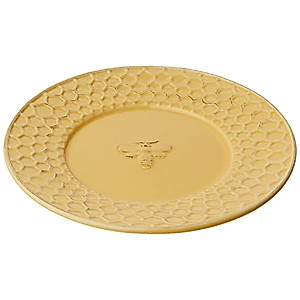 Boston International Embossed Stoneware Plate, 8-Inch Diameter, Honeycomb