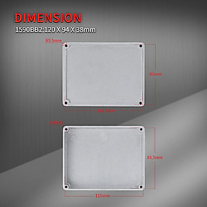 DaierTek 1590BB2 125BB Guitar Effect Pedal Enclosure Diecast Metal Aluminum Stomp Box 4.70" X 3.70" X 1.49" Inches 120mm X 94mm X 38mm Housing Size