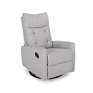 Great Deal Furniture Ishtar Contemporary Glider Swivel Push Back Nursery Recliner - Light Gray and Black Finish 35.75D x 25W x 39H in