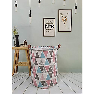 Hehoilam Storage Baskets Waterproof Foldable Organizer Large Storage Bins for Dirty Clothes Home and Office Toy Organizer Laundry Hamper(Pink triangle)