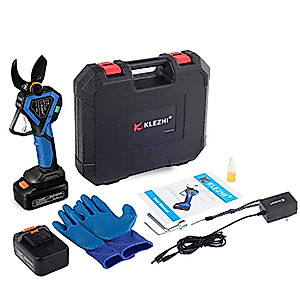 K KLEZHI Professional Electric Pruning Shears, 2pcs Backup Rechargeable 2Ah Lithium Battery Powered Cordless Tree Branch Pruner, Cut Capacity of 1.65inches 42mm, 8-10 Working Hours Black