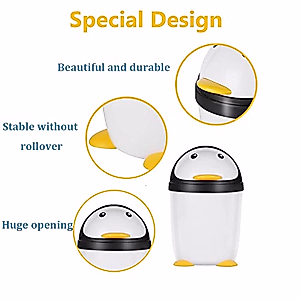 Cartoon Desktop Trash Can Penguin Shape Storage Bucket Small Garbage Can Waste Basket for Kitchen Bedroom Office