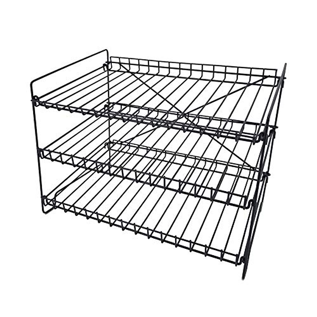 FixtureDisplays 16" x 12.5" x 10" Wire Rack for Countertop Use with 3 Open Shelves, Black 10085-NEW