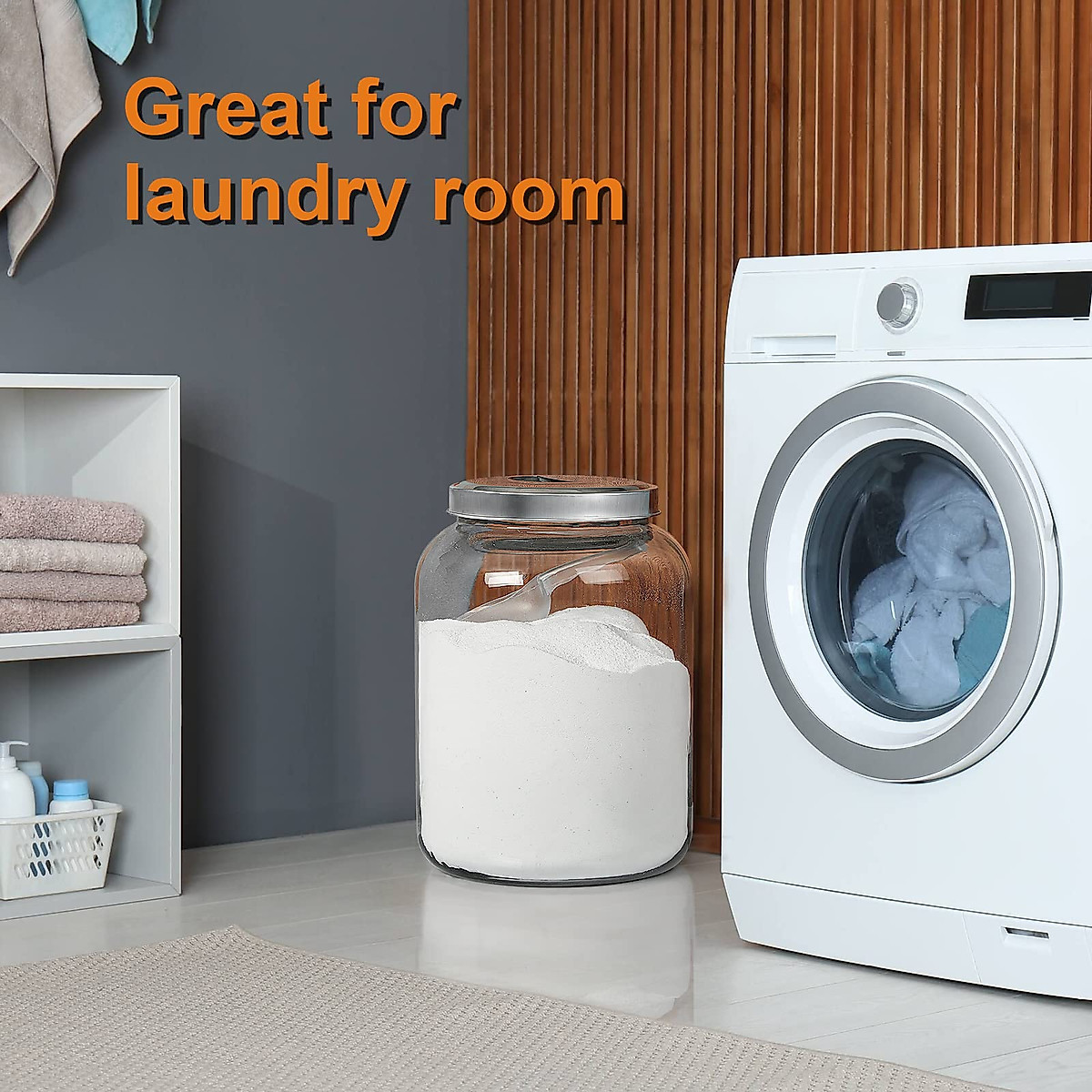 Daitouge Large Storage Glass Jars with Metal Lids, 5.5 Gallon (21000 ML) Canisters - Super Wide Mouth Heavy Duty with for Storing Flour, Rice, Set of 1