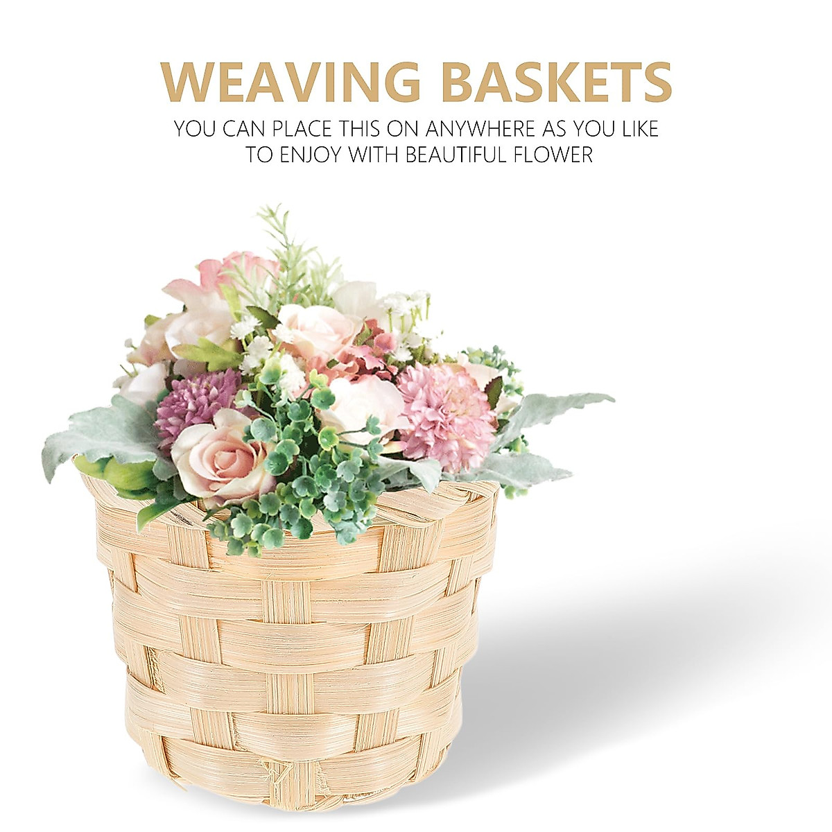 SAFIGLE Wicker Trash Can Bathroom Trash Can Bamboo Desk Paper Wastebasket Straw Basket Weaving Organizer Bamboo Storage Basket Rattan Trash Can