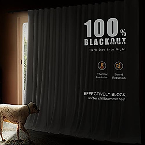 INOVADAY Linen Blackout Curtains 96 Inches Long, Thermal Sliding Door Curtains 100% Black Out Extra Wide Patio Door Curtains Farmhouse Sliding Glass Door Curtain Drapes (W100 x L96, 1 Panel, Beige)