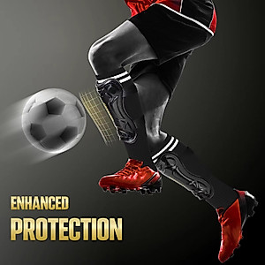 Geekism Soccer Shin Guards for Youth Kids Toddler, Protective Soccer Shin Pads & Socks Equipment - Football Gear for 3 5 4-6 7-9 10-12 Years Old Children Teens Boys Girls (Black, Medium)