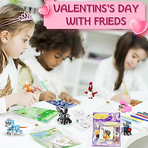 Valentines Day Cards for Kids Classroom, 24 Packs Animals and Insects Building Blocks with Valentines Day Cards for Kids Valentines Gifts Exchange, Valentine Party Favor, Classroom Exchange Prize