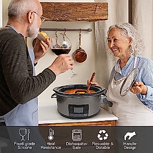 ChefAid Slow Cooker Liners Crock Pot Insert Accessories for 5 6 7 Quart Slow Cookers, 100% Silicone Reusable Liner, Food Safe & Dishwasher Safe (Black-Grey)