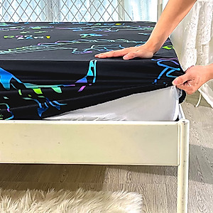 BailiPromise Dinosaur Sheets Twin Size for Boys Jurassic Dinosaur Bedding Sheet Set Dino Kids Bed Sheets Set with Pillowcases Fitted Sheet Flat Sheet Deep Pocket 100% Microfiber