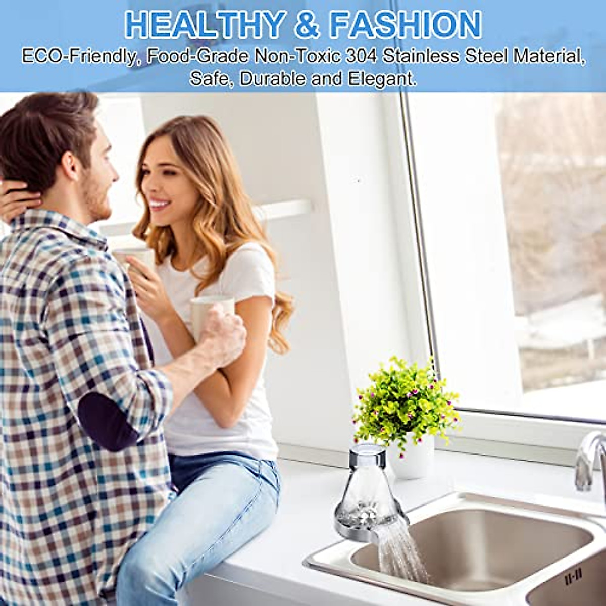 Glass Rinser for Kitchen Sink,Glass Washer with 360 ° Rotation,304 Stainless Steel Faucet Cup Washer,Sink Accessories for Coffee Shop Bars (Silver)