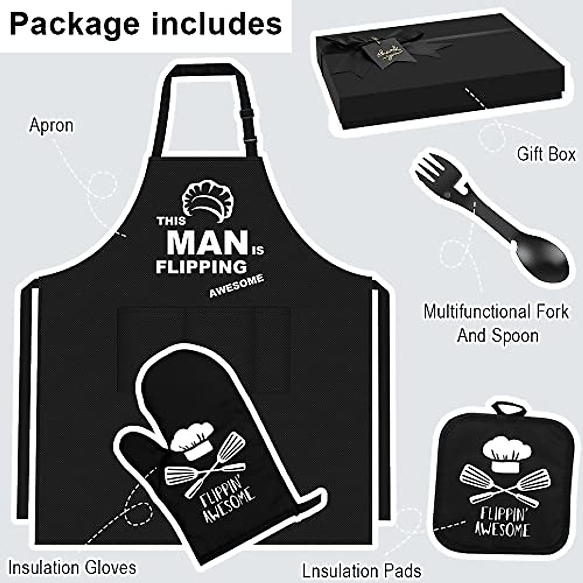 Nialnant Funny Aprons for Men,Adjustable Chef Aprons for Men,Cooking Aprons with 3 Tool Pockets,Bib Apron for Gag Gifts,Birthday,Father's Day Gifts,Cooking,Grilling,Waterproof & OilProof