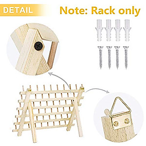 MOOACE 60 Spool Sewing Thread Rack with Hanging Hook, Wall Mounted Wooden Thread Holder Organizer for Embroidery, Hair Braiding, Sewing