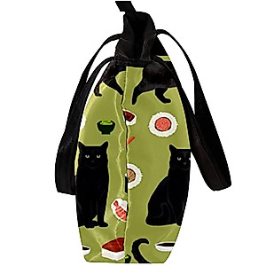 Tote Bag Women Satchel Bag Handbag Stylish Tote Handbag for Women Hobo Bag Fashion Crossbody Bag, Cartoon Animal Black Cat Sushi