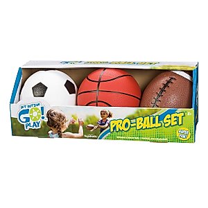 Toysmith Get Outside GO! Pro-Ball Set, Pack of 3 (5-inch soccer ball,6.5-inch football and 5-inch basketball) (2709)