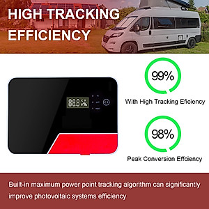 Y&H 20A MPPT Solar Charge Controller 12V/24V DC Input Negative Ground Controller with Bluetooth LCD Display Touch Screen,Solar Panel Regulator for AGM, Gel, Flooded, and Lithium