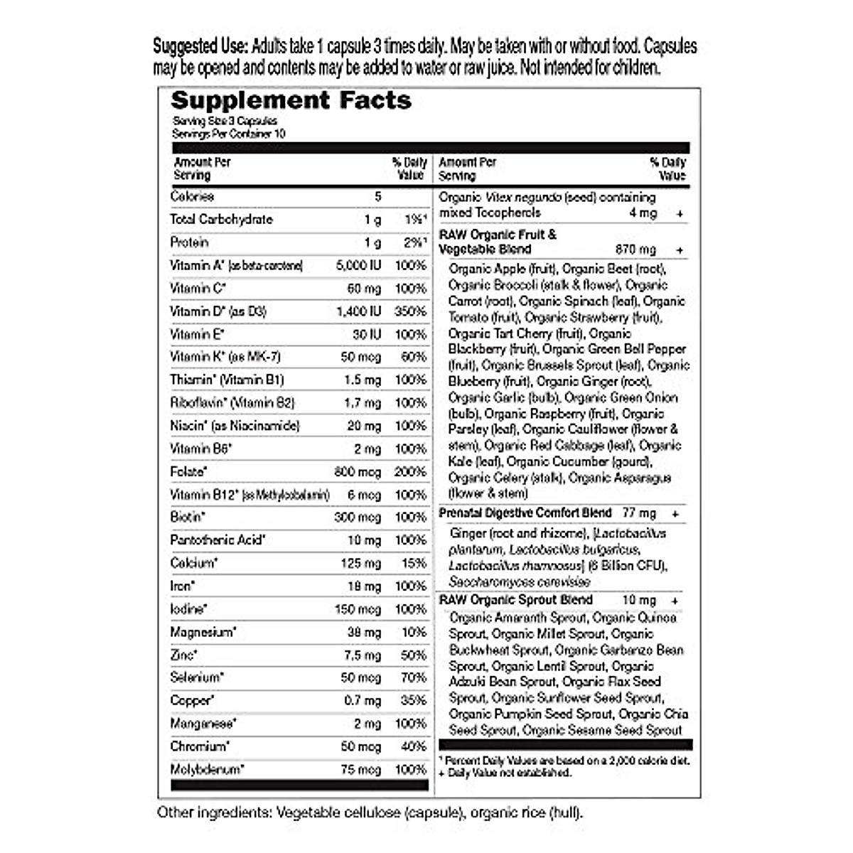 Garden of Life Vitamin Code Raw Prenatal Multivitamin, Whole Food Prenatal Vitamins with Iron, Folate not Folic Acid, Best Vegetarian Gluten Free Prenatals for Women, 30 Capsules