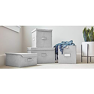 iDesign Codi Fabric Storage Cube with Lid for Bedroom, Mudroom, Living Room, 11 Inches - Gray