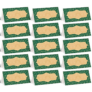 Unique 4" Elegant Christmas Place Cards Green & Gold | 16 Pcs, Multi