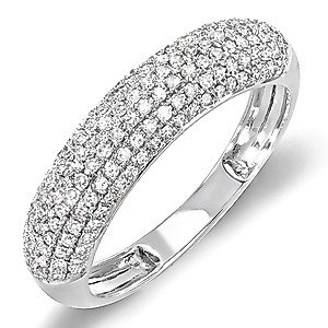 Dazzlingrock Collection 0.50 Cttw Round Diamond Ladies Anniversary Wedding Band in 10K White Gold, Size 9