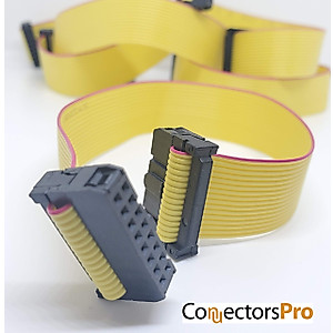 Pc Accessories - Connectors Pro 5-Pack 8" FC F/F IDC 16P Yellow Flat Ribbon Cable, 8 Inches 20cm Length with 2.54mm 16 Pins Female to Female Connector