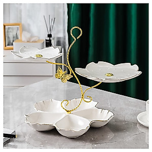 Fruit Bowl for Kitchen Counter 3-Tier Fruit Basket Bowl For Counter, Ceramic Fruit Bowl Stand Separable Basket For Fruit Vegetables Snacks Organizer Holder Farmhouse Fruit Basket (Color : White, Siz