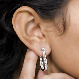 1.30 Carat Cubic Zirconia Inside Out Huggie Hoop Earrings for Women in 925 Sterling Silver (VVS, 1 1/3 CTW) Handmade Mini CZ Huggie Hoops by Octa Pearl