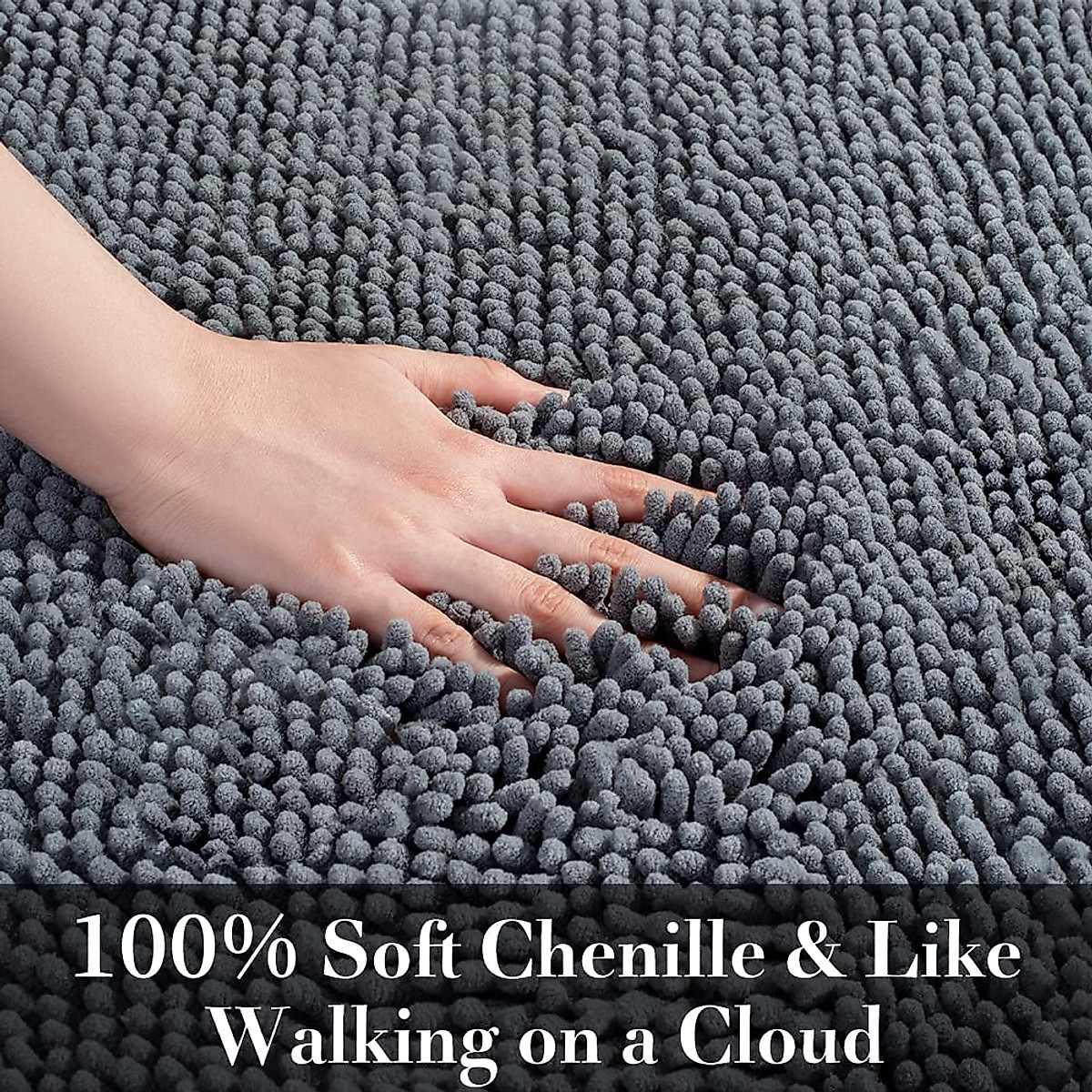 SONORO KATE Bathroom Rug,Non-Slip Bath Mat,Soft Cozy Shaggy Durable Thick Bath Rugs for Bathroom,Easier to Dry, Plush Rugs for Bathtubs, Rain Showers and Under The Sink (Dark Grey, 32"×20")