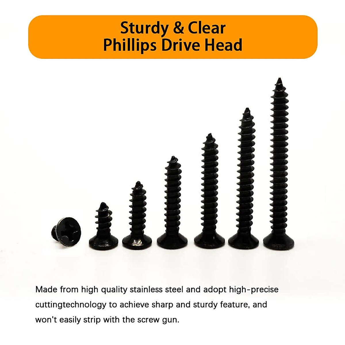 Indprod M3 Flat Head Wood Screws Assortment Fasteners Kit 450pcs,Phillips Drive Countersunk Head Self-Tapping Screws,Carbon Steel