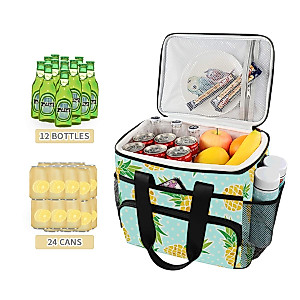 AUUXVA Picnic Lunch Bag Fruit Pineapple Lunch Cooler Box Insulated Portable Travel Large Picnic Basket Thermal Meal Food Container for Woman Man