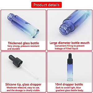 Ellbest 10pcs 10ml Dropper Glass Bottles Reusable Blue Gradient Dropper Bottles with Eye Dropper, perfect for Carrying Outside
