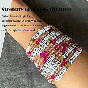 KIWILEPI Bachelorette Party Favors, 12pcs Beaded Bracelets for Team Bride, Cute Gifts for Bride Tribe Bridesmaid Proposal Gift Bridal Shower Favor Beach Wedding Supplies