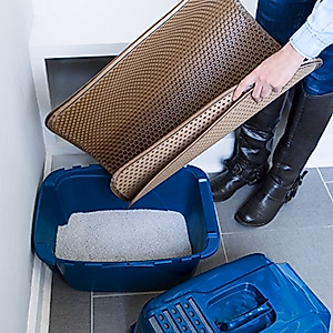 iPrimio Large Cat Litter Trapper Mat with Exclusive Urine/Waterproof Layer - Cat Litter Mat - Larger Holes with Urine Puppy Pad Option for Messy Cats - Soft on Paws and Light - 30" x 23" (Black Color)