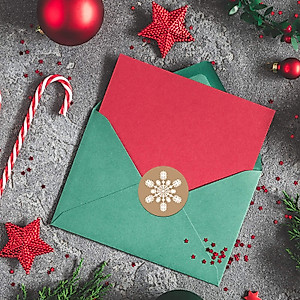 Ruisita 600 Pieces Kraft Snowflake Stickers Christmas Self Adhesive Labels Stickers Winter Favor Seals