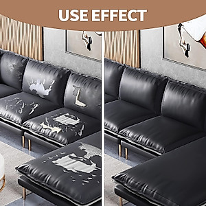 ONine Leather Repair Patch, Self-Adhesive Couch Patch, Multicolor Available Scratch Leather 16X60 Inch Peel and Stick for Sofas, Car Seats (Ink Black)