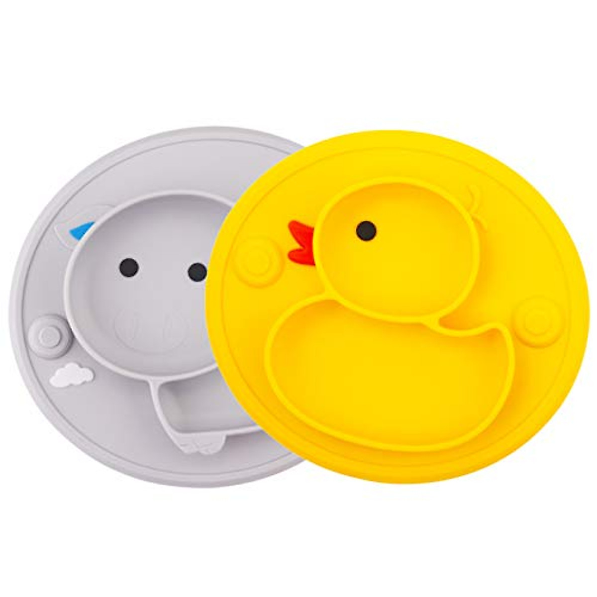 Baby Plate Silicone Placemat One-Piece, Suction Toddler Plates , Divided Dishes for Toddler Kids, Self Feeding, BPA Free, Microwave & Dishwasher Safe