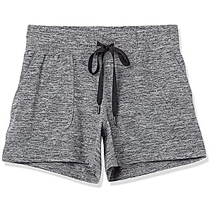 Amazon Essentials Women's Brushed Tech Stretch Short (Available in Plus Size), Dark Grey Space Dye, Medium